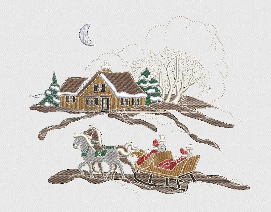 Holiday Scene Pattern - Laser Lines & Stitches