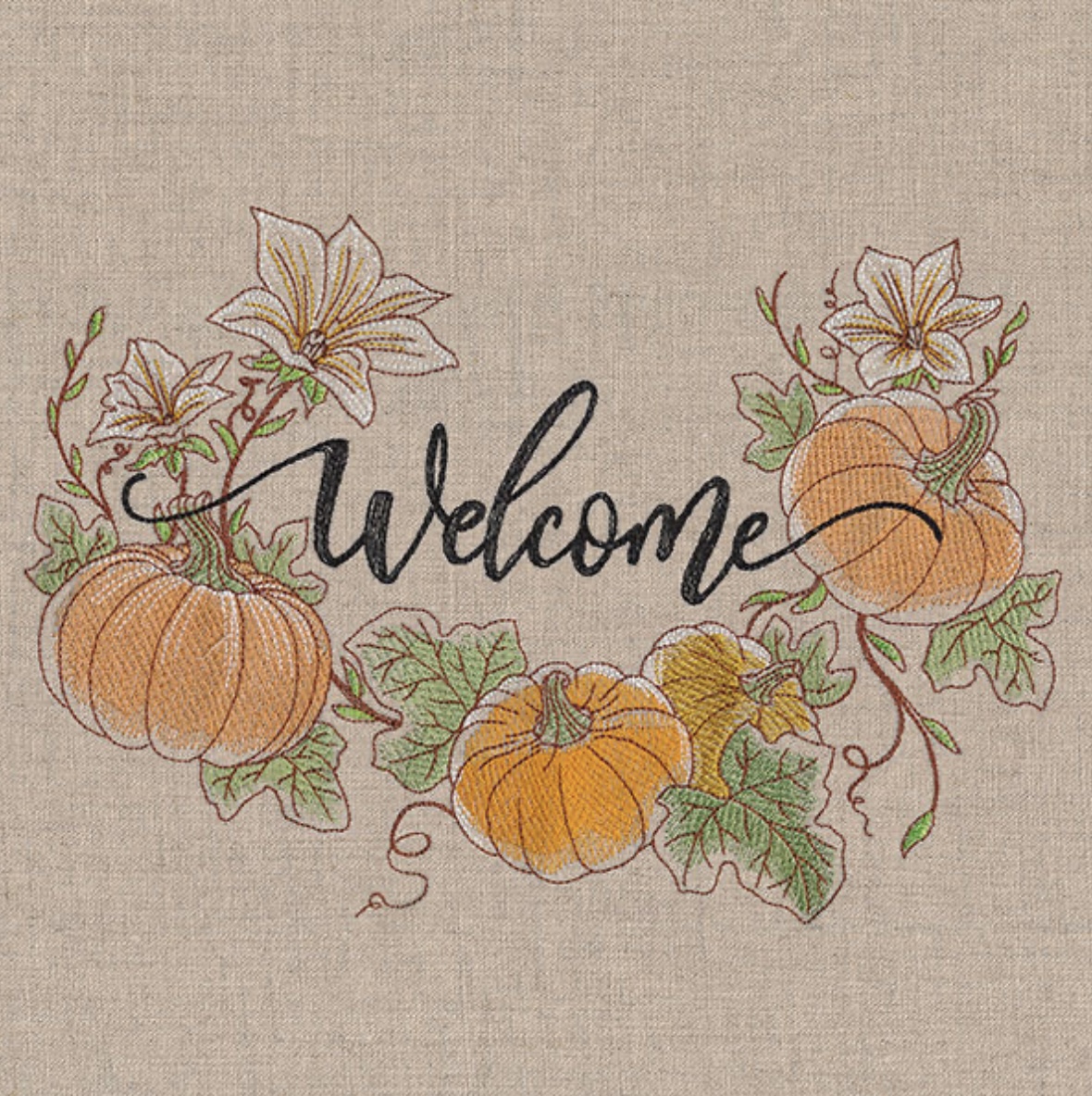 Welcome with Fall Pumpkins Pattern - Laser Lines & Stitches